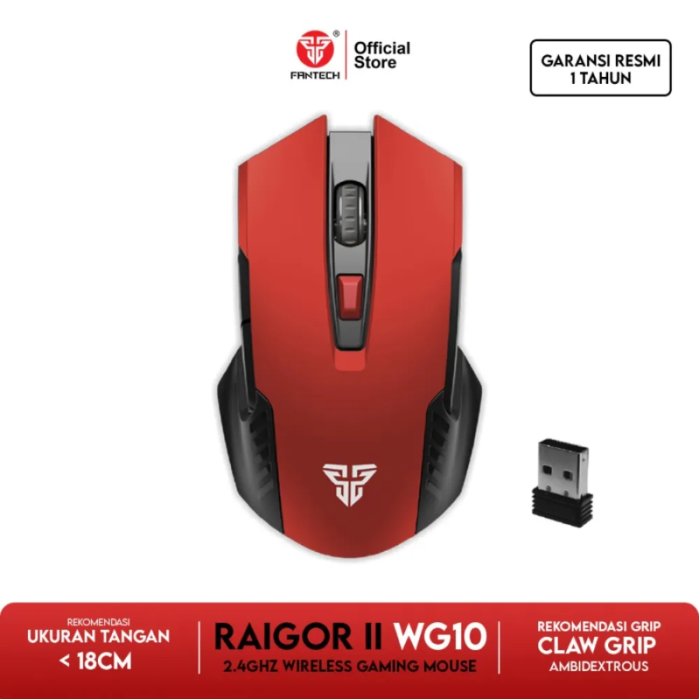 Fantech RAIGOR II WG10 Wireless 2.4GHZ PRO-Gaming Mouse - Red | AHW Store