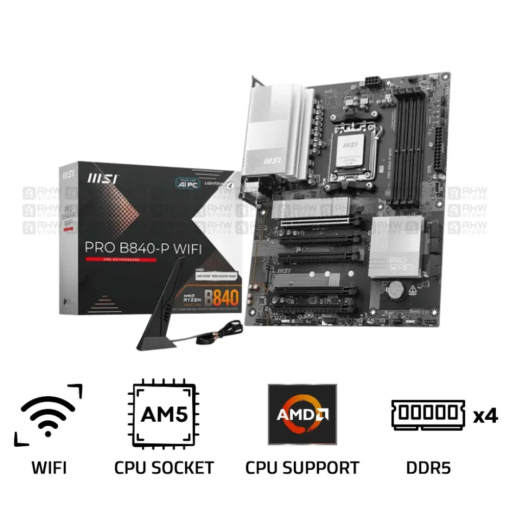 MSI PRO B840-P WIFI DDR5 AM5 ATX Motherboard Black | AHW Store